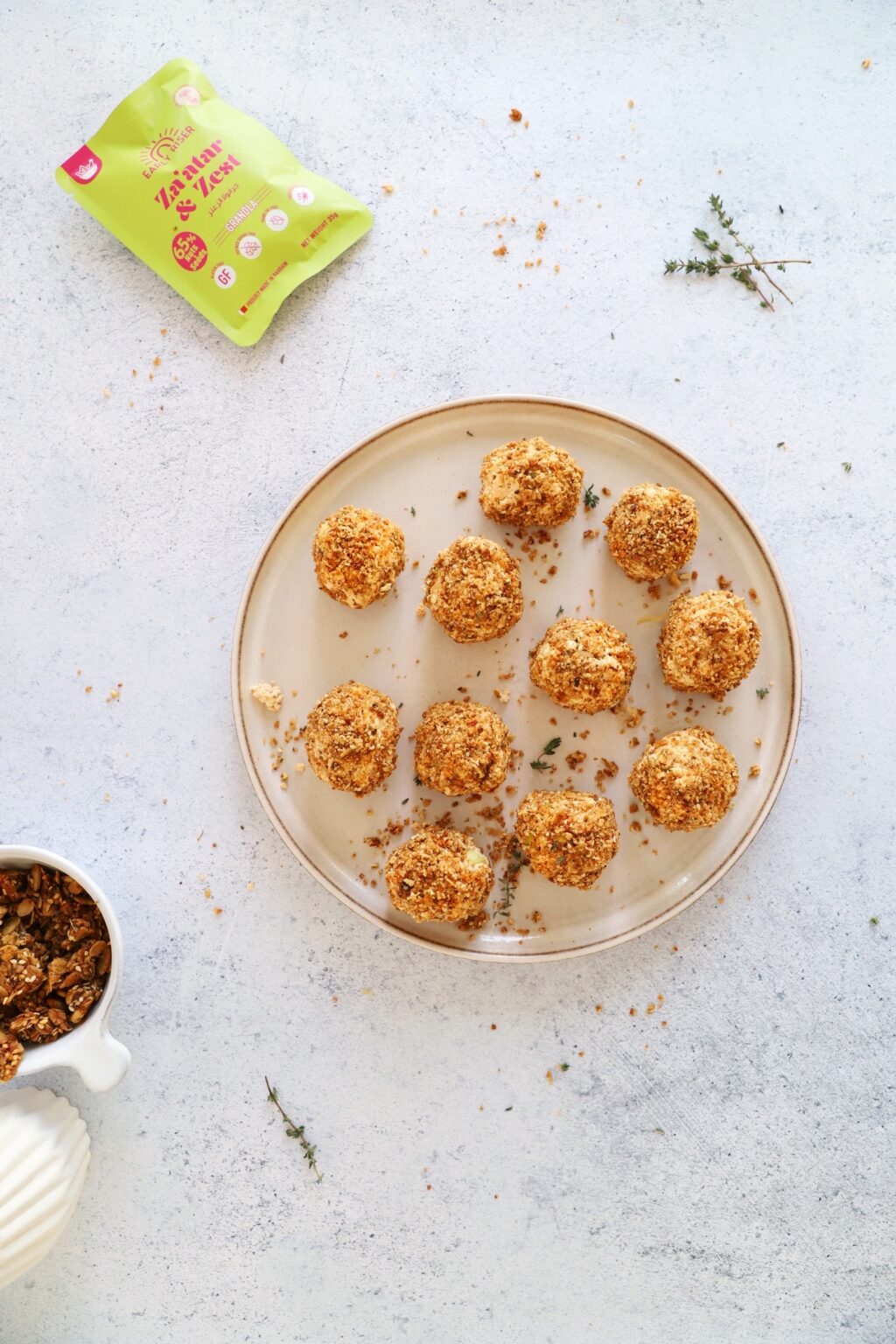 Air Fried Tofu Balls Coated With Za'atar Granola - Live and Taste